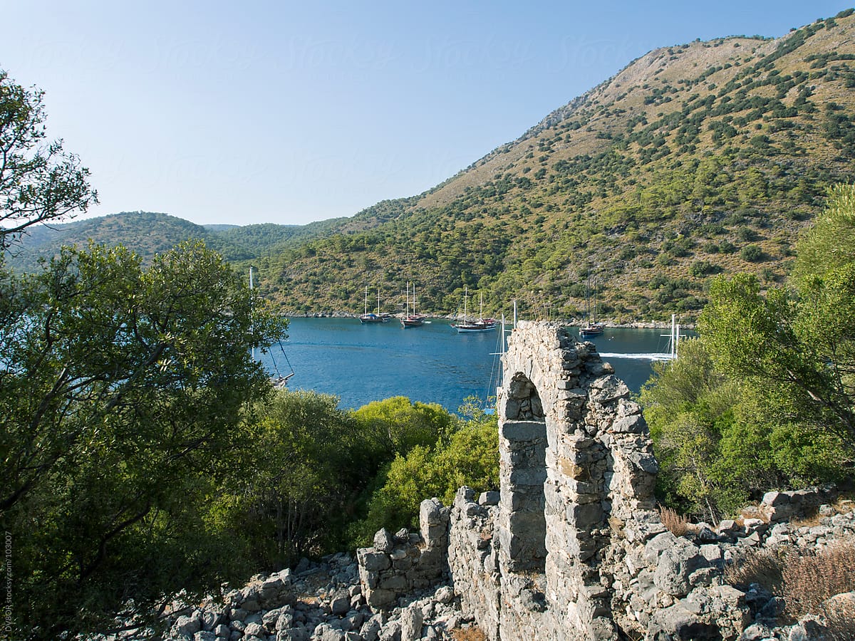 "View Of Church Ruins On Gemiler Island, Fethiye, Turkey" by Stocksy ...