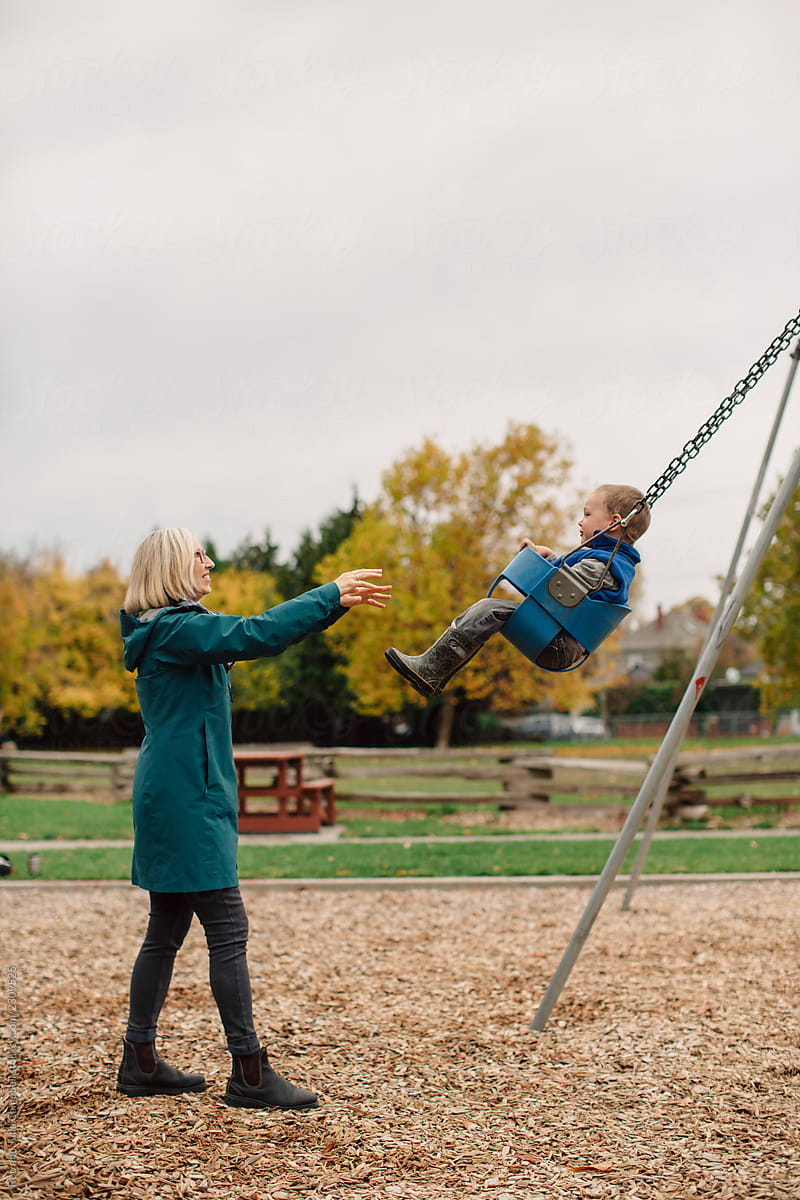 "Happy Grandma Playing With Grandkids Outside" by Stocksy Contributor ...