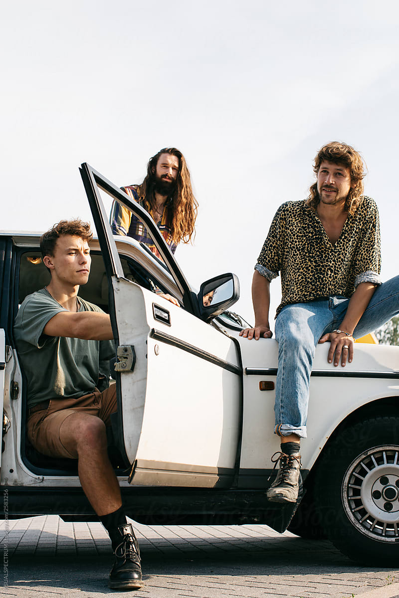 "On The Road - Three Young Men With Their Car" by Stocksy Contributor ...