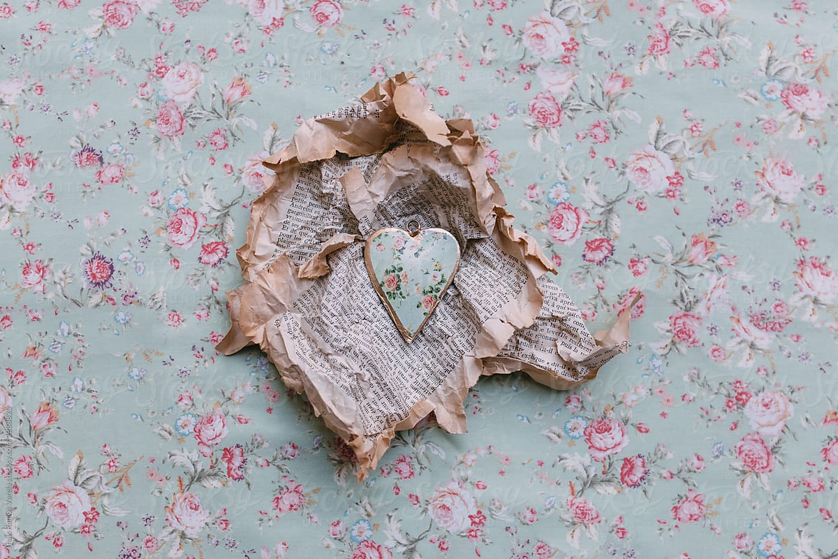 "Floral Heart On A Wrinkled Book Page" by Stocksy Contributor "THAIS ...