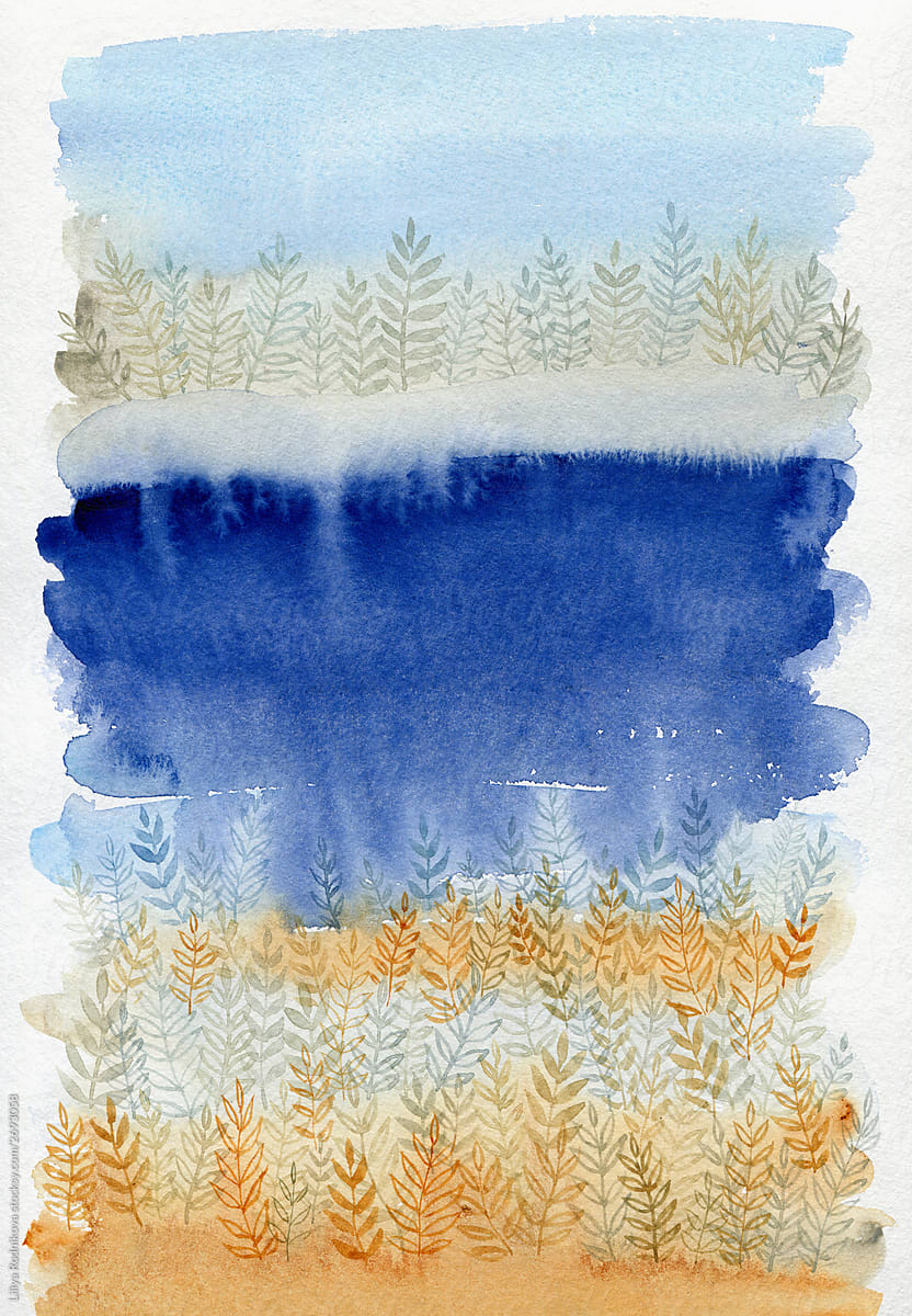"Abstract Watercolor Landscape With River" by Stocksy Contributor ...