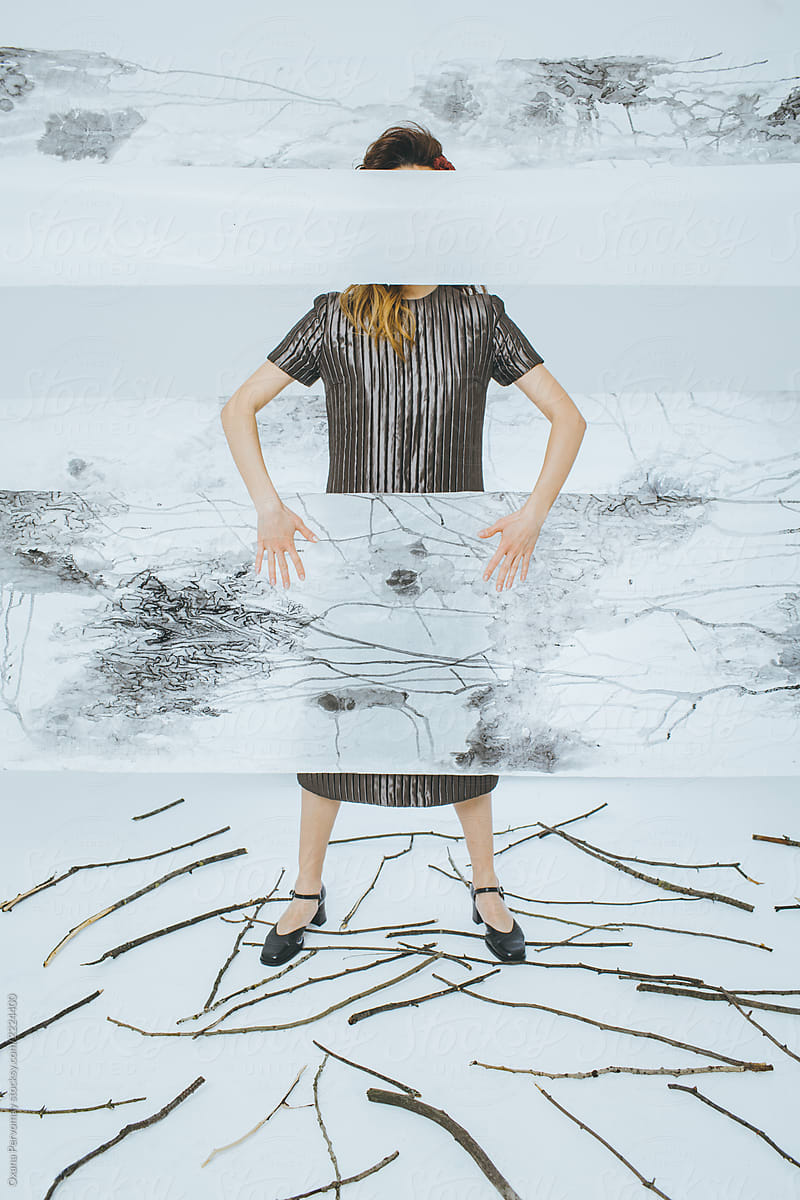"A Girl Hiding Behind Paper Strips." by Stocksy Contributor "Oxana ...