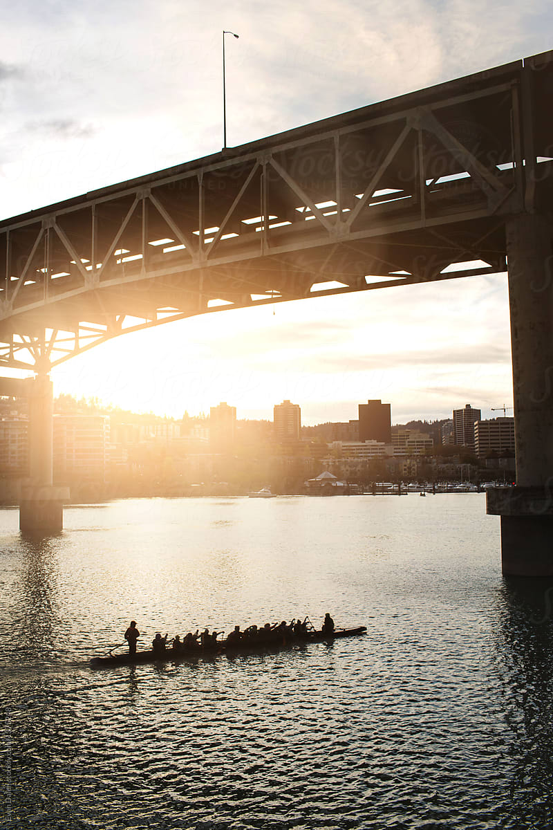 "Row Boat On Willamette River Downtown Portland, Oregon" by Stocksy ...