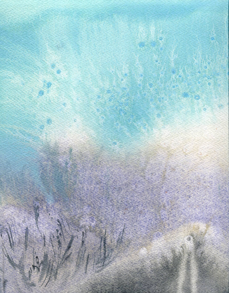 "Abstract Watercolor Winter Landscape" by Stocksy Contributor "Liliya ...