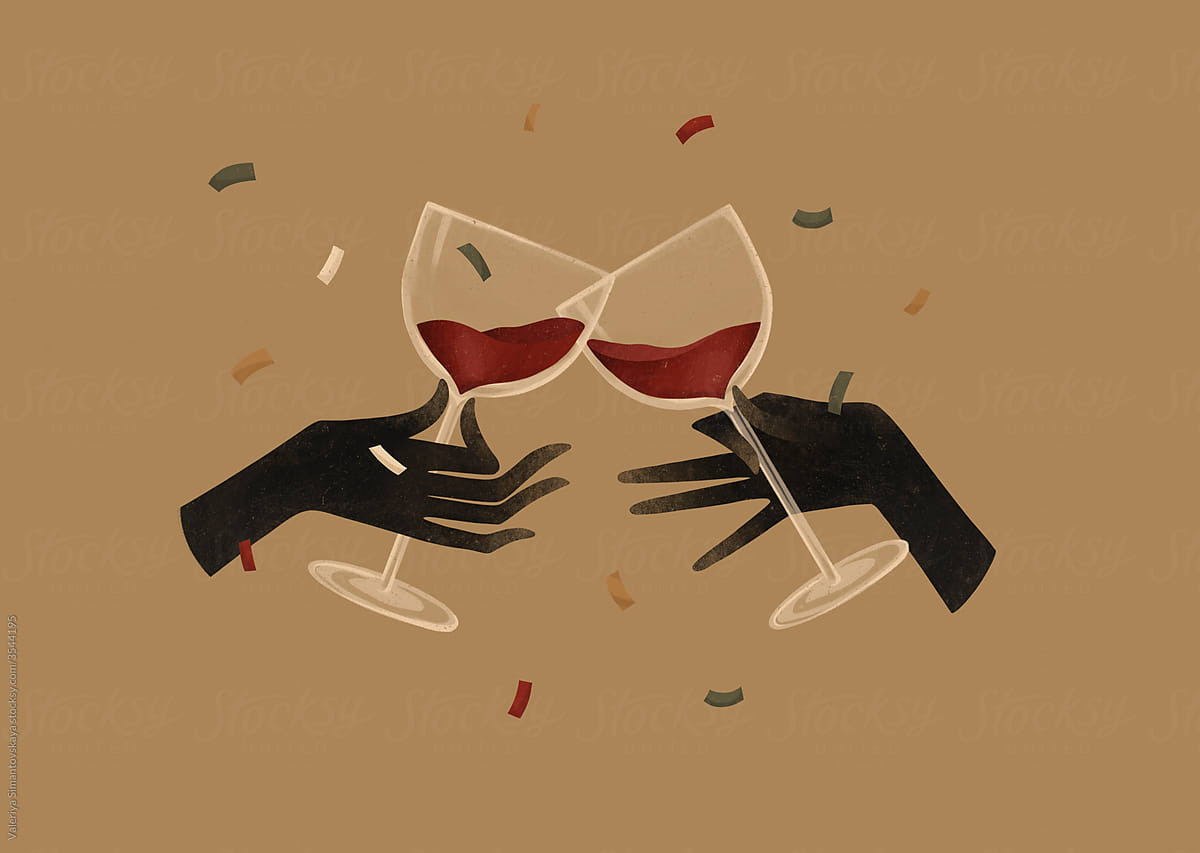 "People Clink Glasses" by Stocksy Contributor "Valeriya Simantovskaya ...