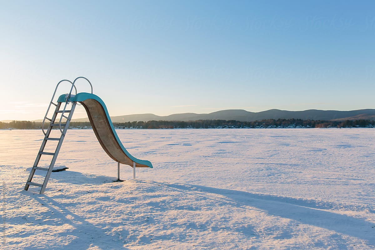 "Swimming Slide On Frozen Lake Landscape Cold Winter Day" by Stocksy ...