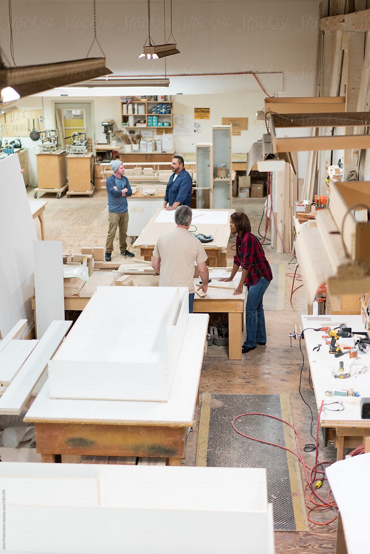 "Elevated View Of Workers In A Small Cabinet Shop" by Stocksy ...