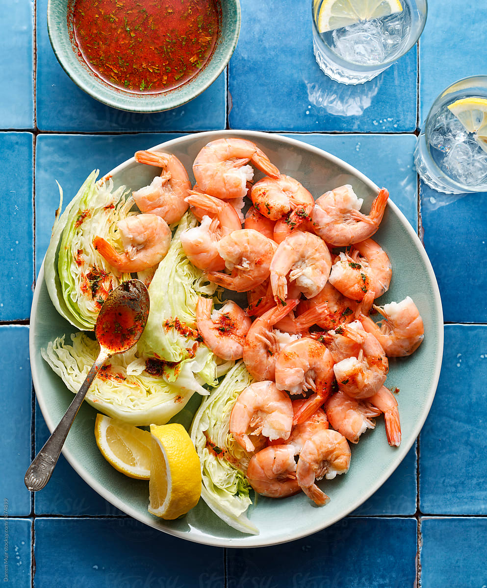 "Shrimps Served With Iceberg Lettuce And Seafood Sauce" by Stocksy ...