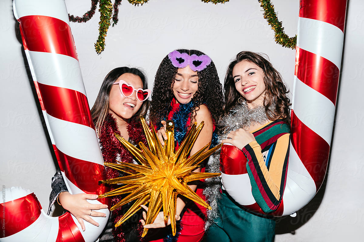"Three Women Friends At Christmas Party" by Stocksy Contributor "Lucas ...