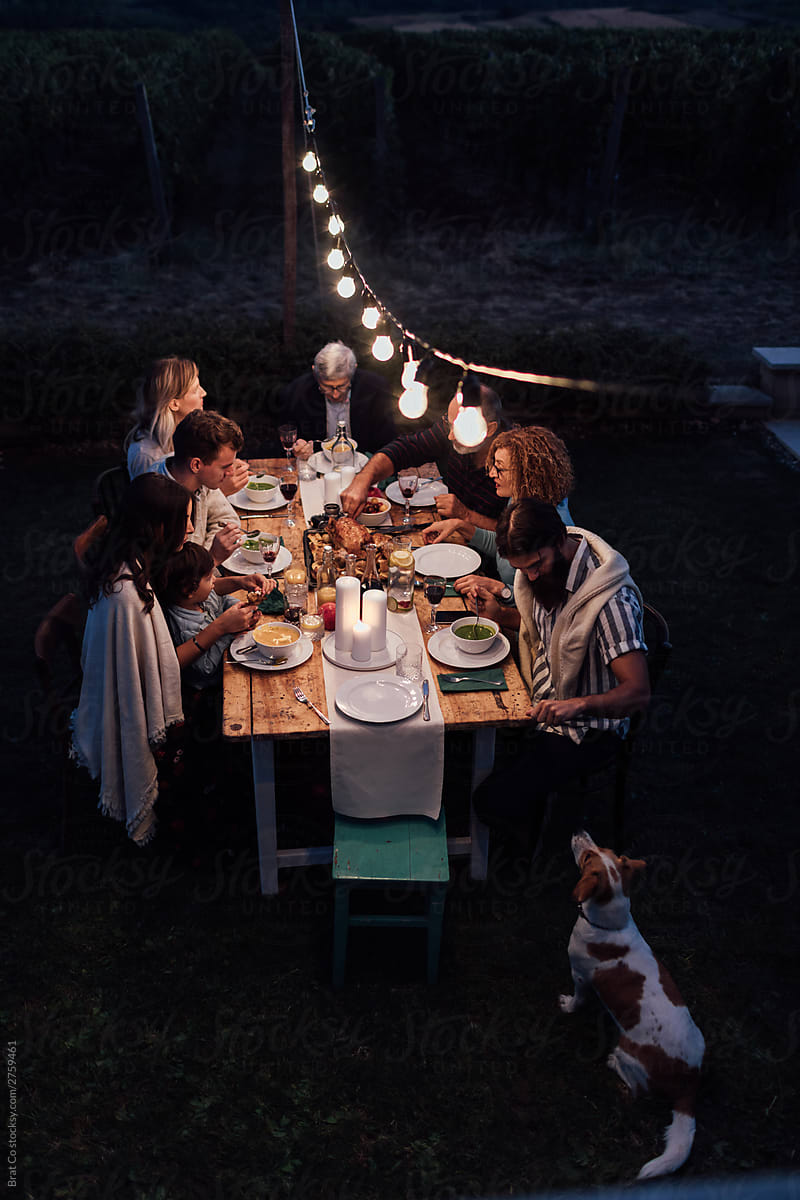 "Family Dinner In The Backyard" by Stocksy Contributor "Brat Co" - Stocksy