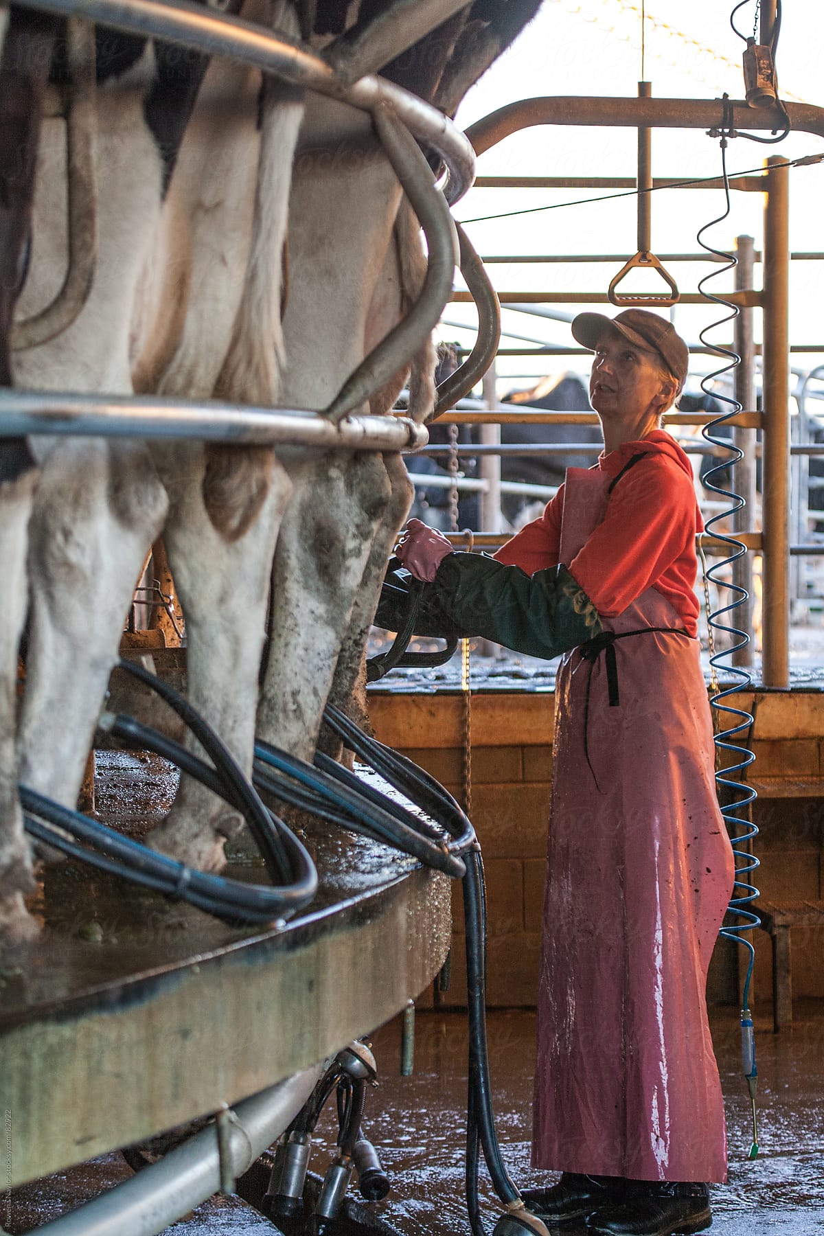"Female Farmer Milking Cows" by Stocksy Contributor "Rowena Naylor ...