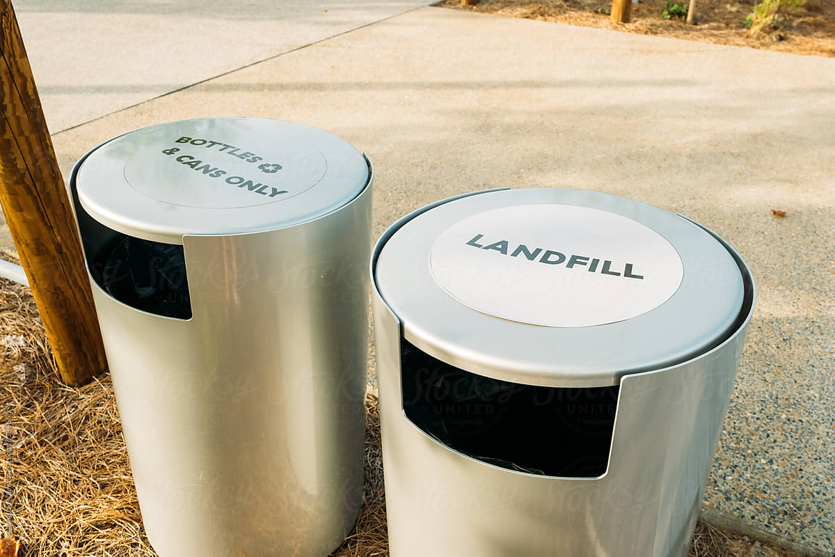 "Landfill Trash And Recycle Cans" by Stocksy Contributor "Maryanne ...