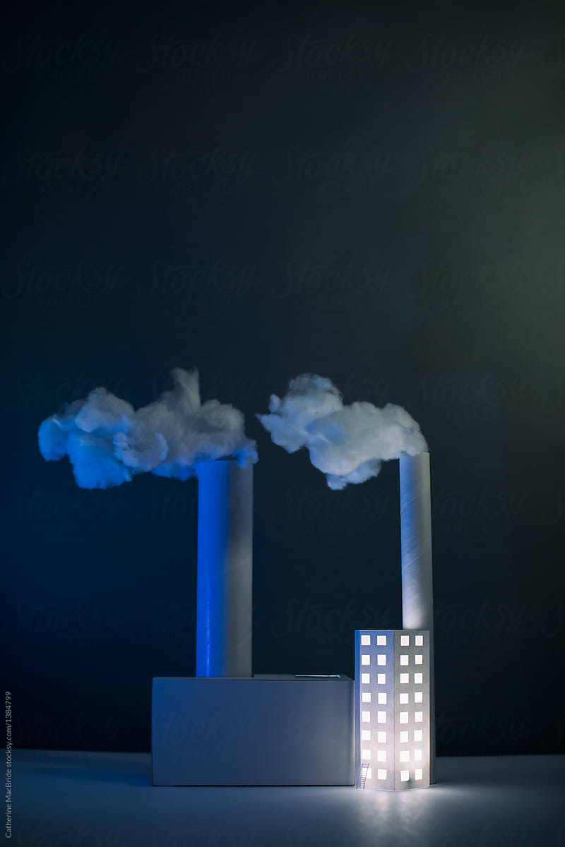 "Paper Power Station, (vertical With Blue Light)" by Stocksy ...