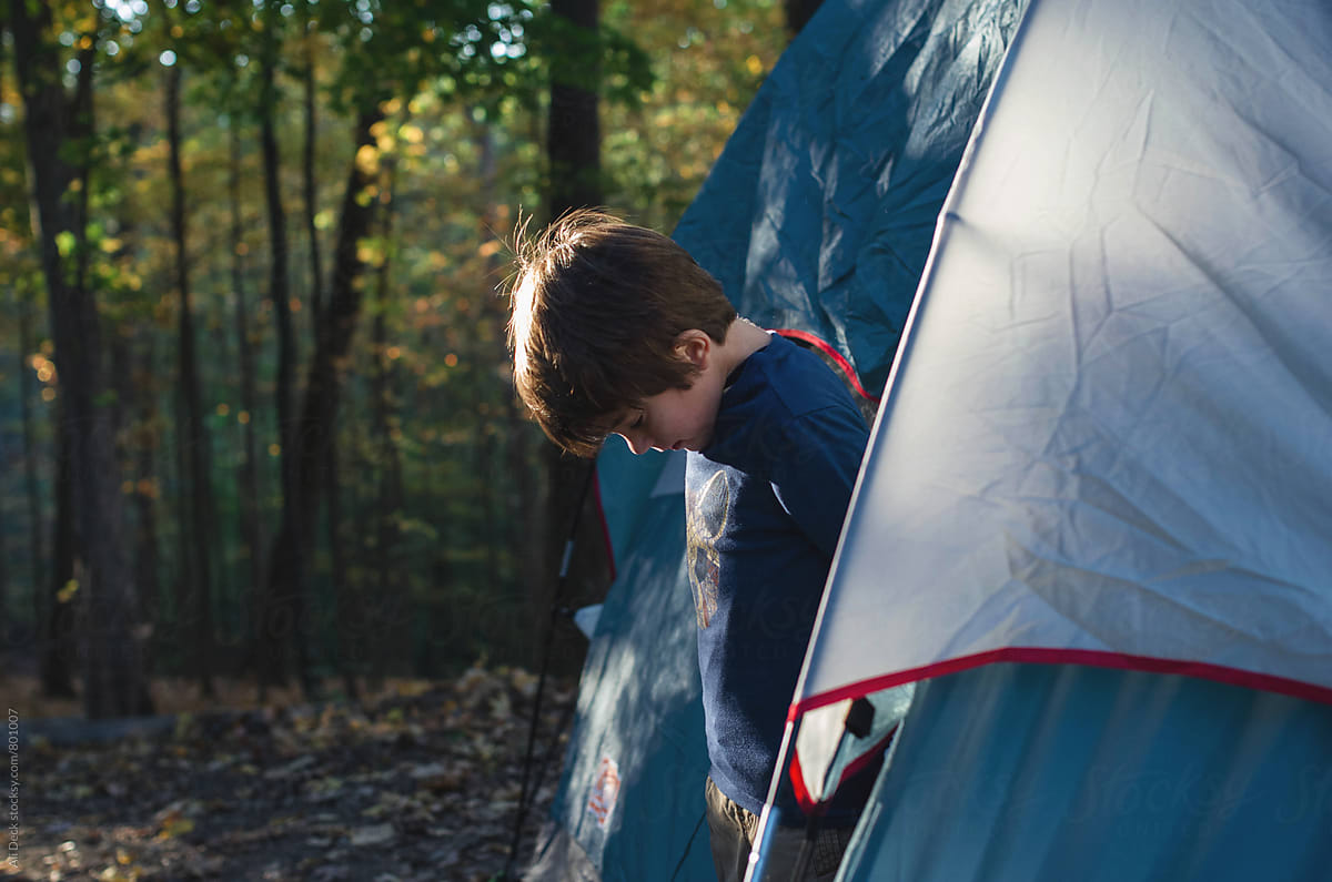 "Boy And Tent" by Stocksy Contributor "Ali Deck" - Stocksy