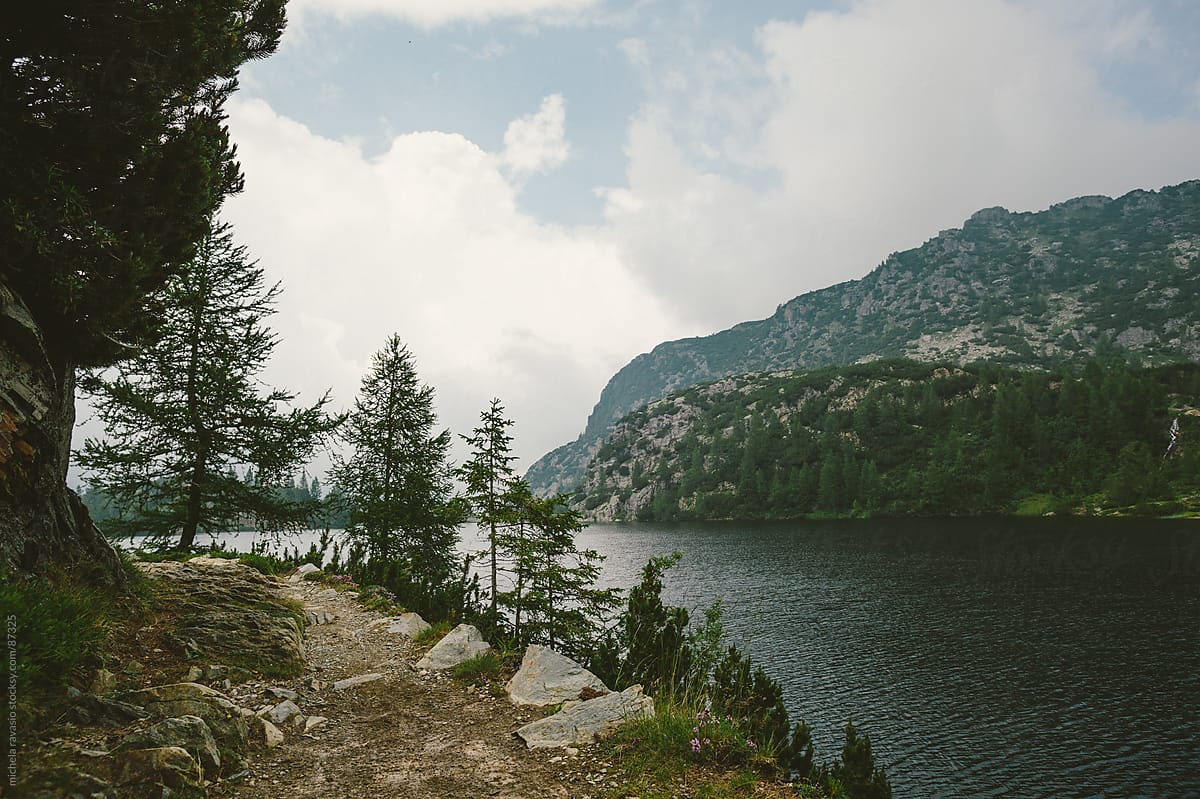 "Mountain Trail, Near Lake." by Stocksy Contributor "Michela Ravasio ...
