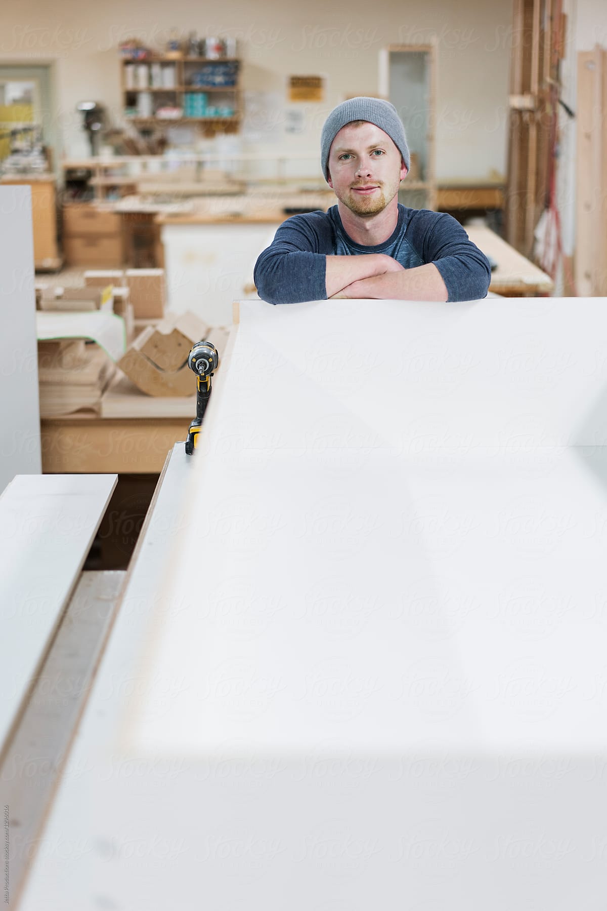 "Portrait Of A Young Caucasian Craftsman In A Small Carpentry Sho" by ...