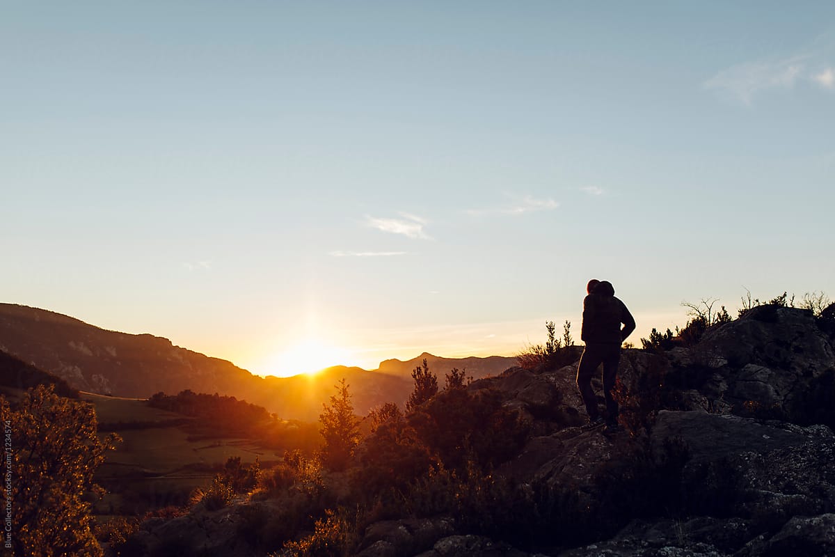 "Man In The Mountain Landscape During Sunset" by Stocksy Contributor ...