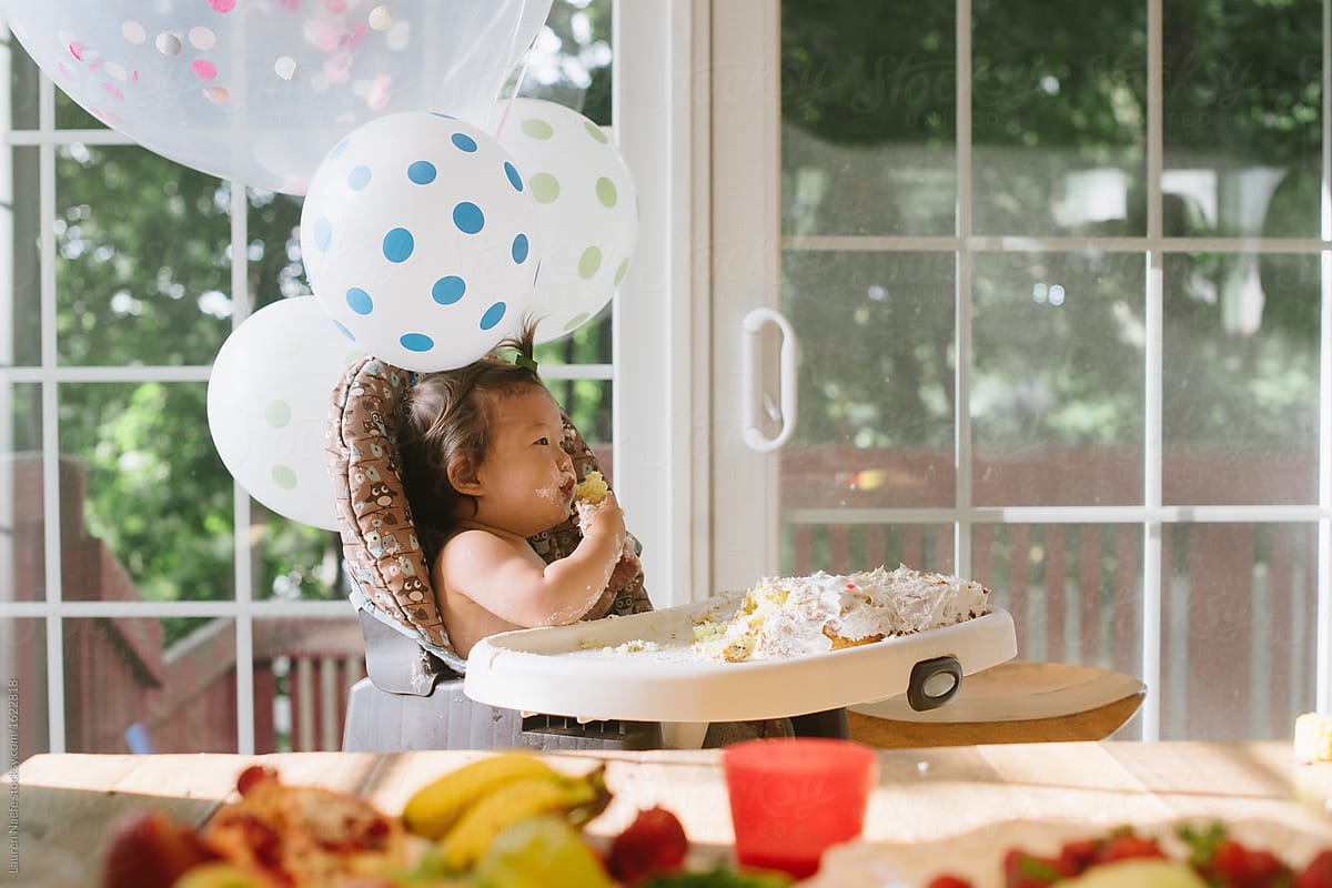 "Happy Baby Eating First Birthday Cake" by Stocksy Contributor "Lauren ...
