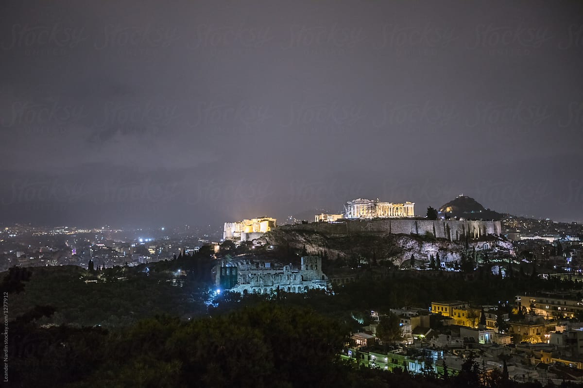 "Athen At Night With The Illuminated Acropolis" by Stocksy Contributor ...