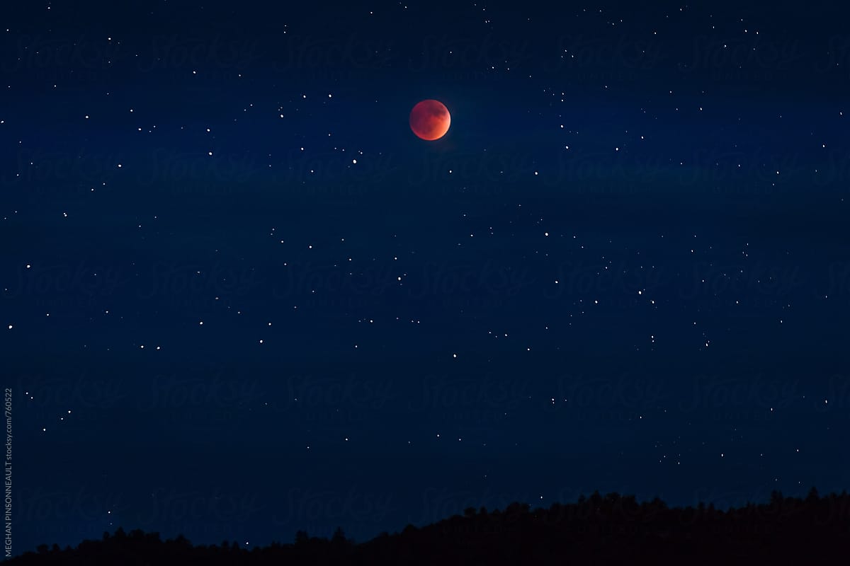 "Starry Night And Blood Moon Eclipse" by Stocksy Contributor "MEGHAN ...