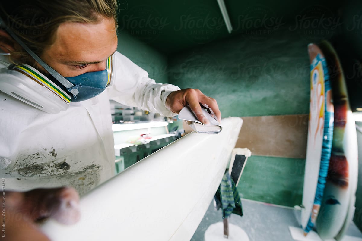 "Shaper Sands Surface Of Surfboard" by Stocksy Contributor "Urs ...