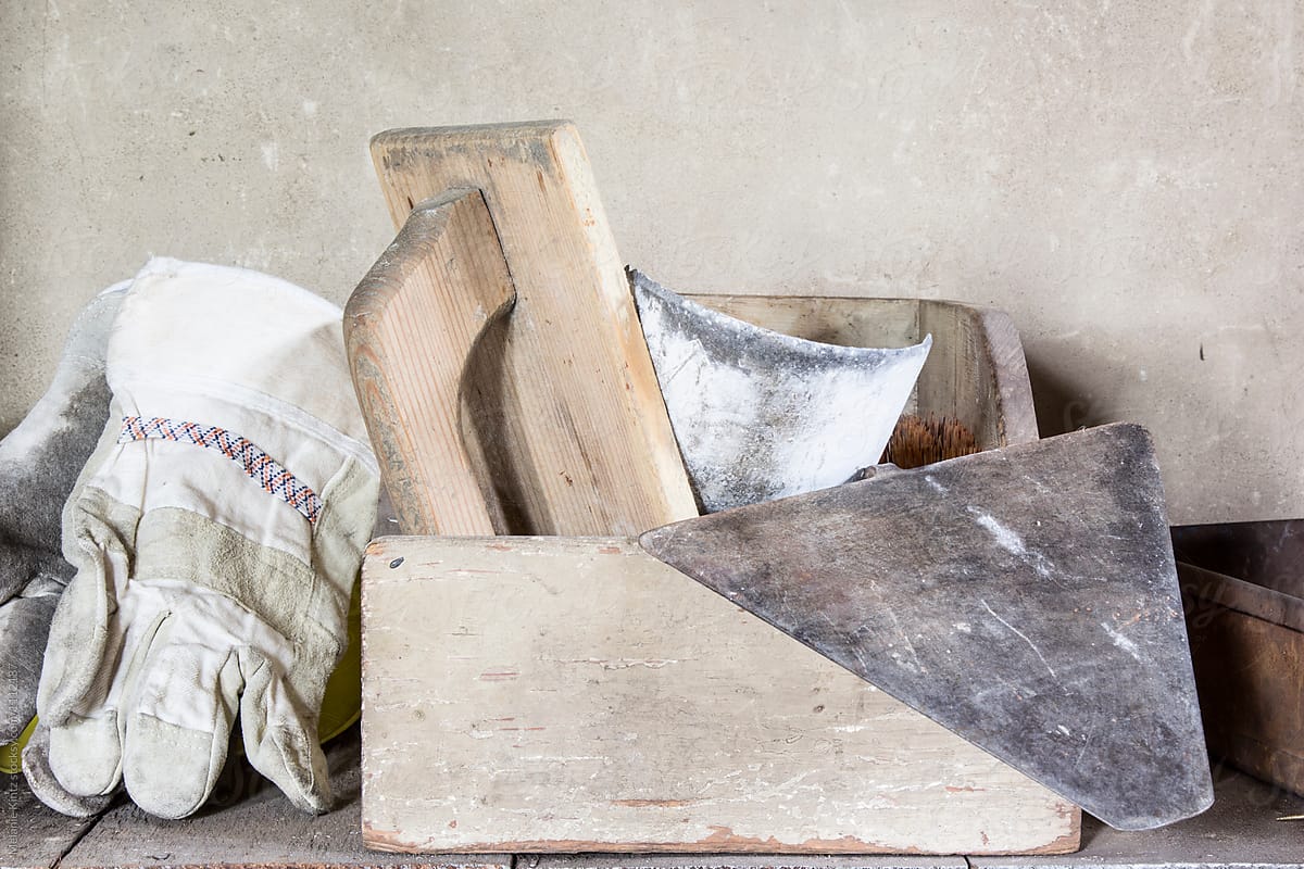 "Masonry Tools In A Box On A Shelf" by Stocksy Contributor "Melanie ...