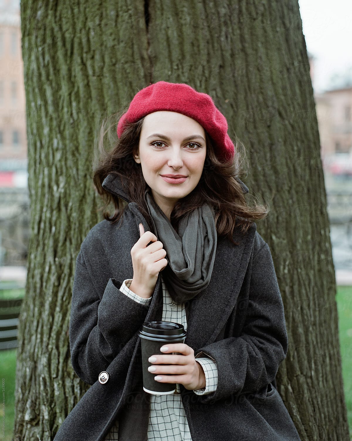Content Young Model In Beret With Coffee By Stocksy Contributor Duet