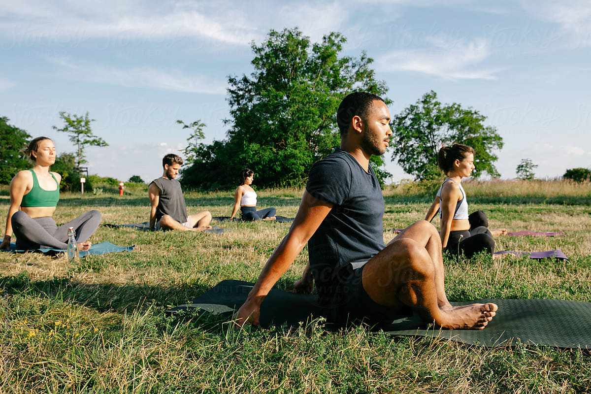 "Outdoor Yoga Class With Social Distancing" by Stocksy Contributor ...