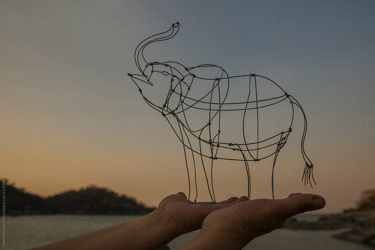 "Wire Elephant Held In Hands" by Stocksy Contributor "Diane ...