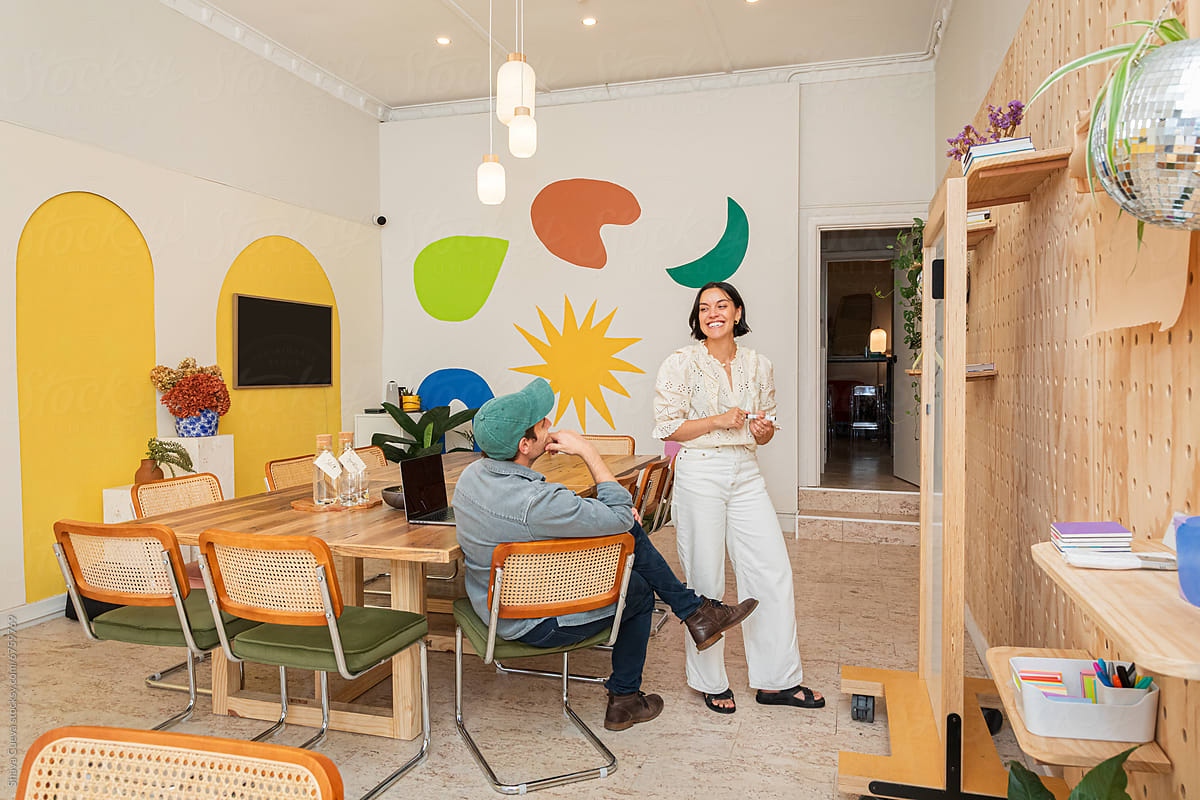 "Vibrant Meeting Space With Unique Wall Designs" by Stocksy Contributor ...