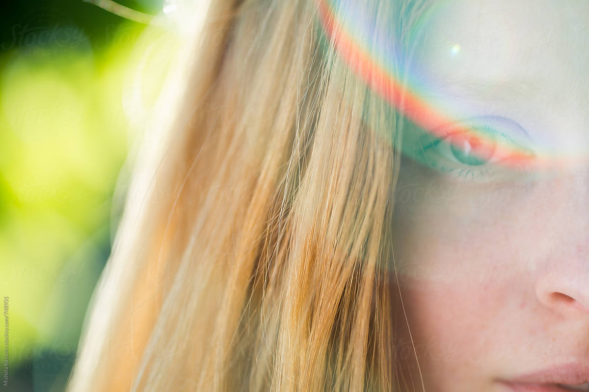 "Close Up Of A Girl With Rainbow Reflection On The Eye" by Stocksy ...