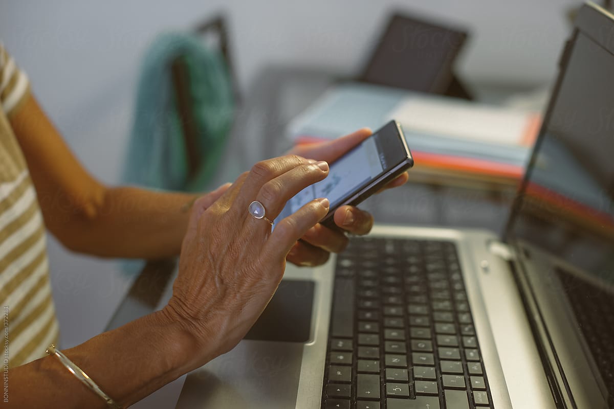"Closeup Of Hand's Woman Touching Smart Phone Screen." by Stocksy ...