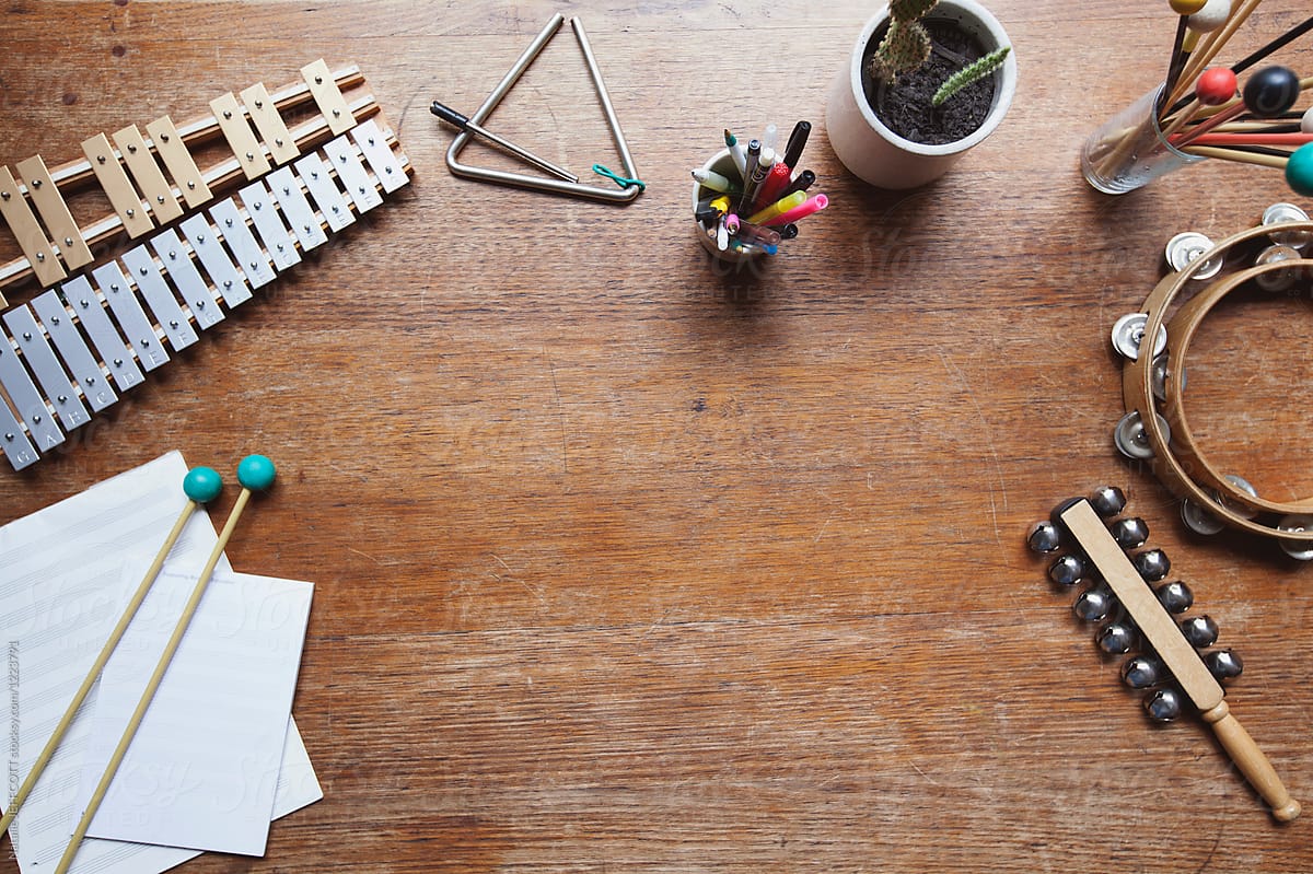 "Overhead View Of A Music Teacher's Desk With Copyspace" by Stocksy ...