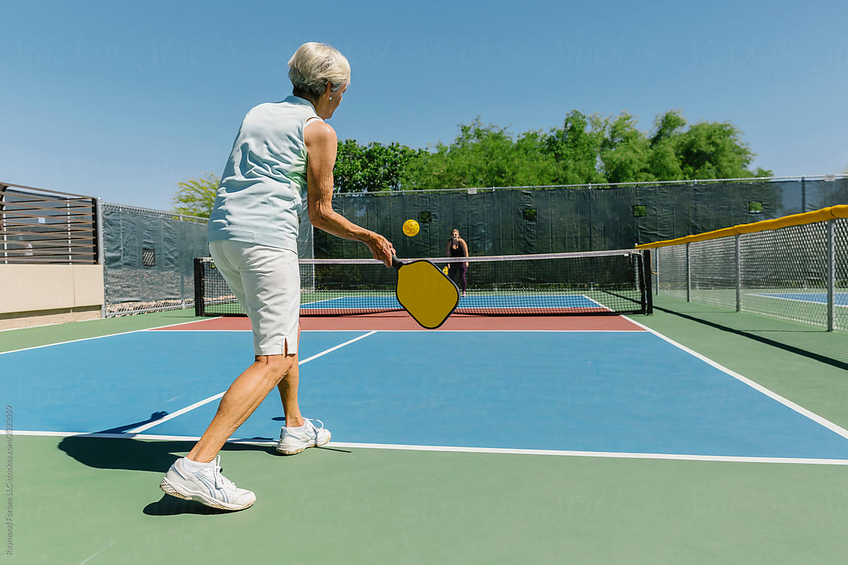 "Senior Woman Playing Pickleball On Court" by Stocksy Contributor ...