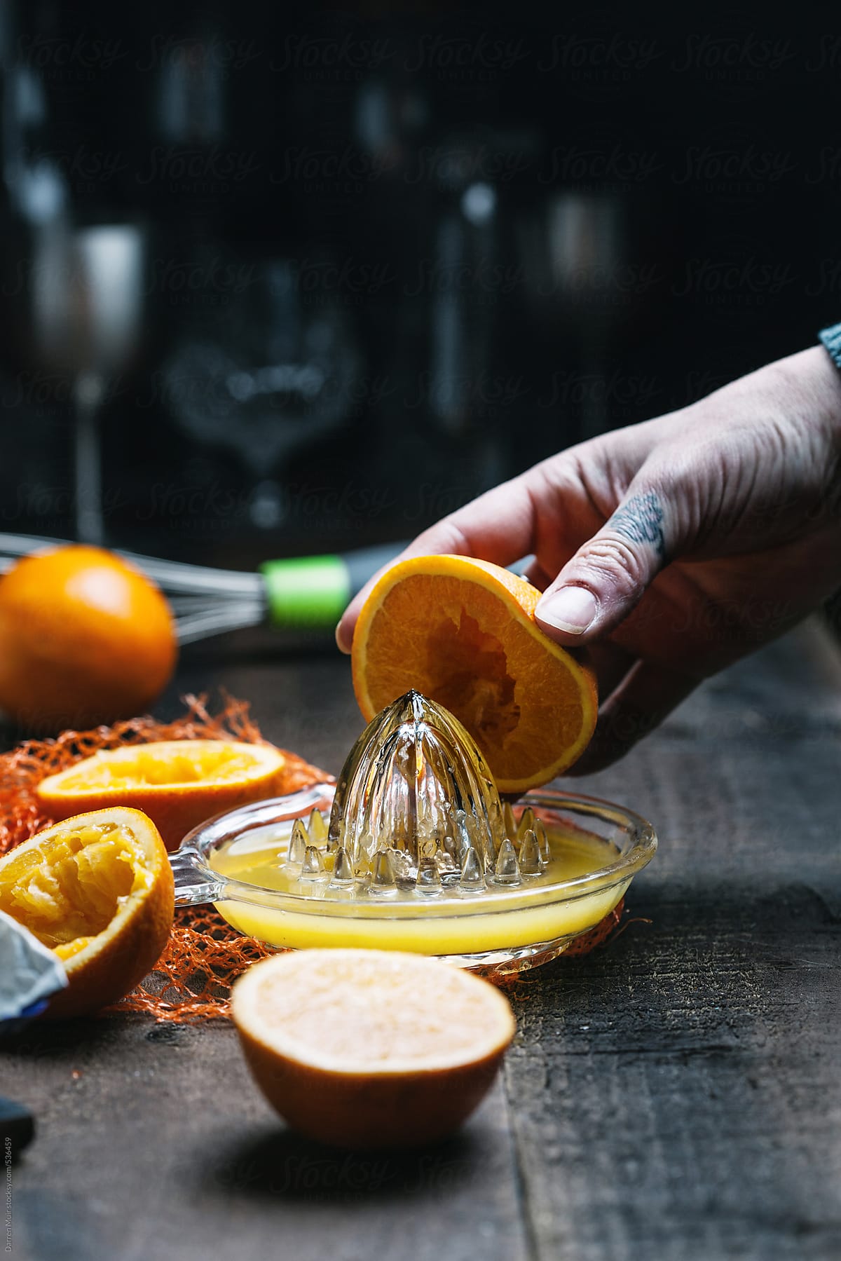 "Woman's Hand Squeezing Orange's In A Glass Juicer." by Stocksy ...