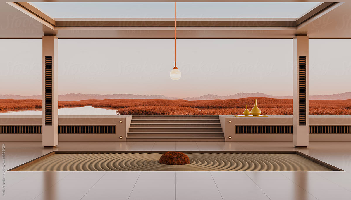 "Render Of A Beige Japan Garden" by Stocksy Contributor "Pardina Studio ...