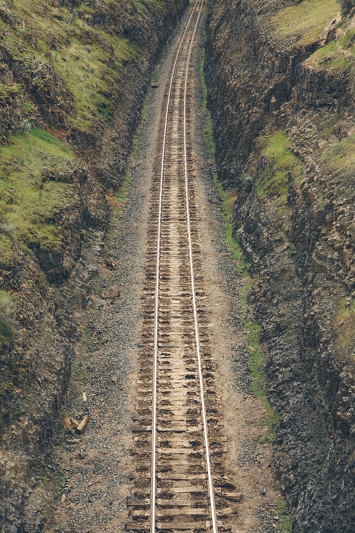 "Railroad Tracks In Narrow Canyon" by Stocksy Contributor "Rialto ...