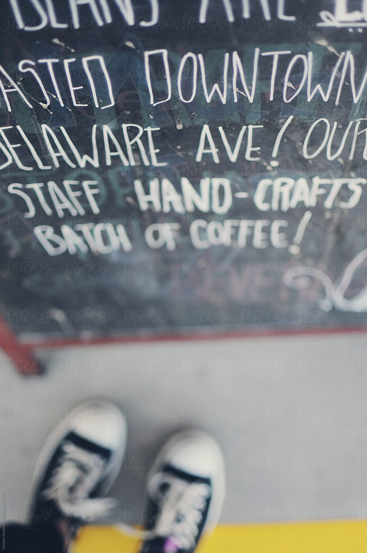 "Local Coffee Sign" by Stocksy Contributor "Chelsea Victoria" - Stocksy