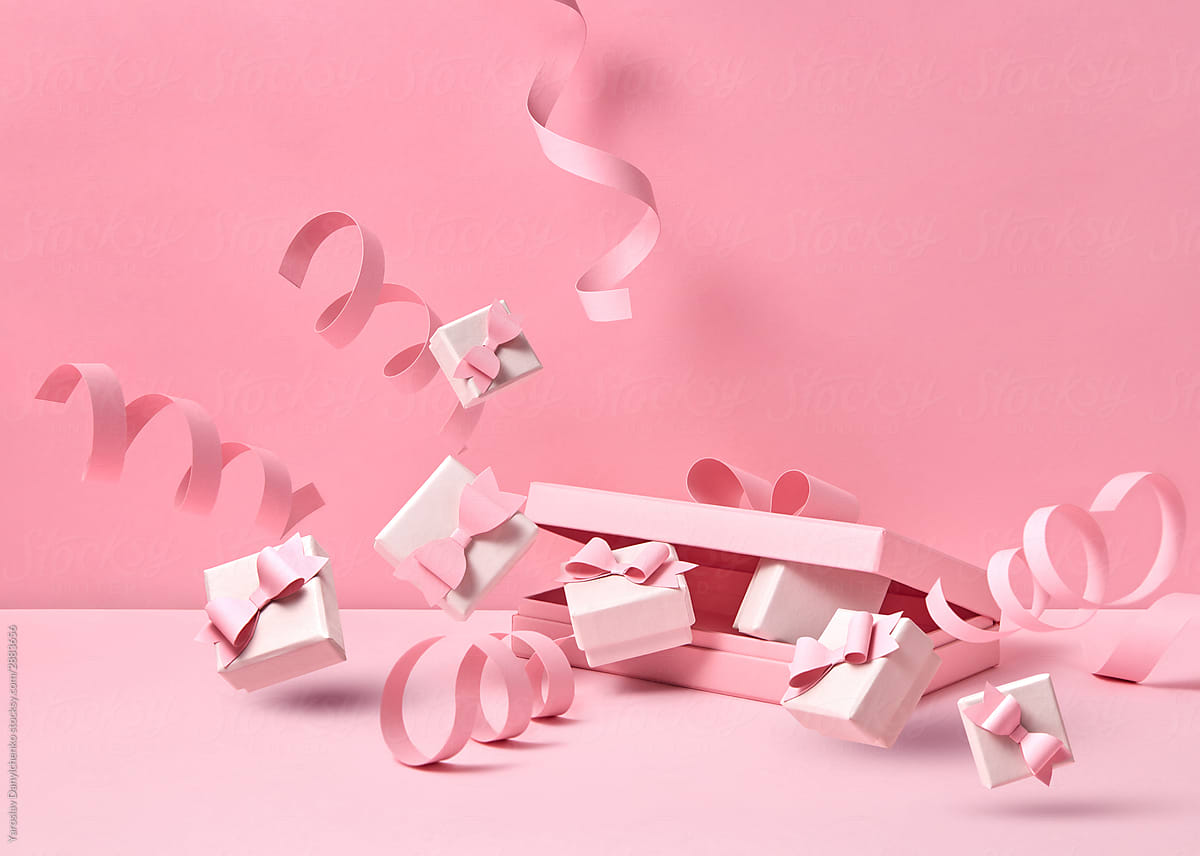 "Jumping Present Boxes And Ribbons." by Stocksy Contributor "Yaroslav ...