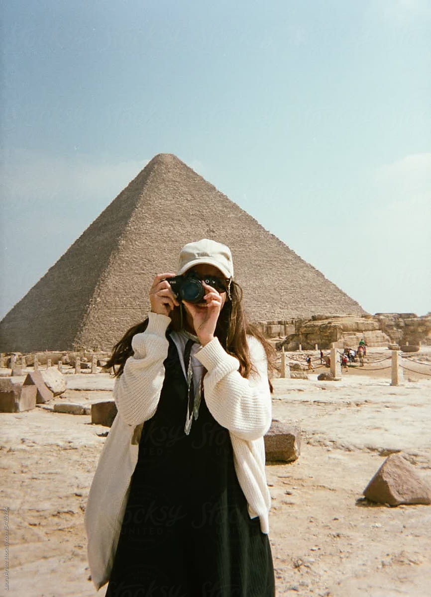 "Portrait Of A Photographer At The Pyramids Of Egypt Taking A Photo" by ...