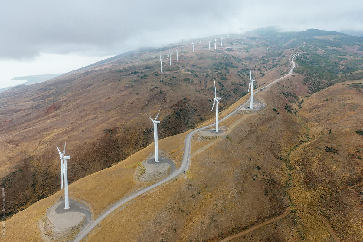 "Wind Farm In Maui, Hawaii" by Stocksy Contributor "Jen Grantham" - Stocksy