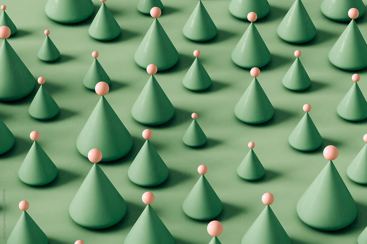 "Pattern Of Green Cones With A Pink Spheres" by Stocksy Contributor ...