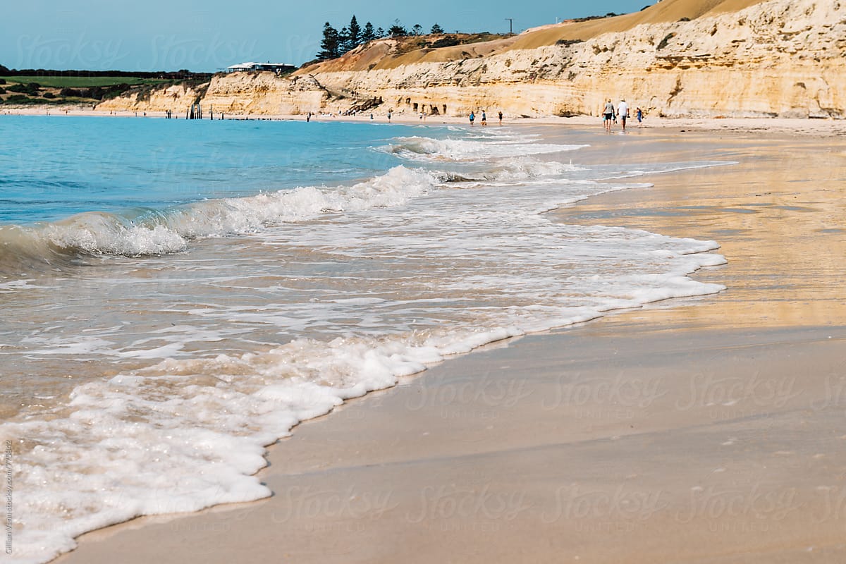 "Shoreline At The Beach, Southern Australia, With Wind Blown Cliffs" by ...