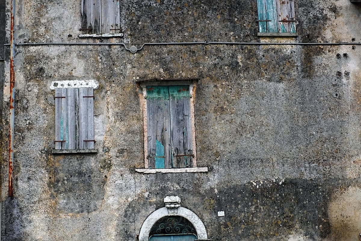 "Old Italian Wall With Wood Windows With Shutters" by Stocksy ...