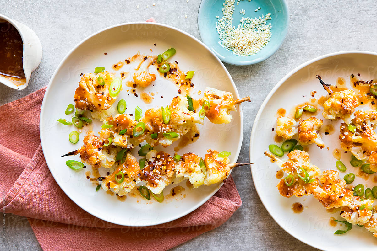 "Cauliflower Kebab With Sticky Savoury Sweet Chili Sauce" by Stocksy ...