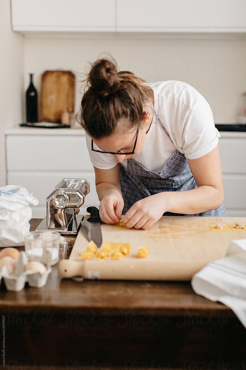 "Woman Making Cappelletti Ravioli At Home" by Stocksy Contributor ...