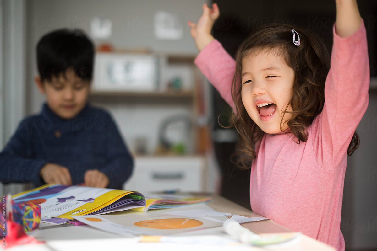 "Happy Kids Doing Crafts" by Stocksy Contributor "Lauren Lee" - Stocksy