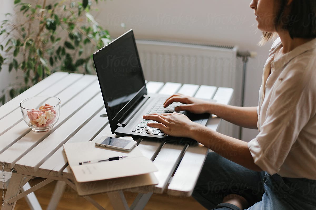 "Woman Working In Her Home Office" by Stocksy Contributor "Marija Kovac ...