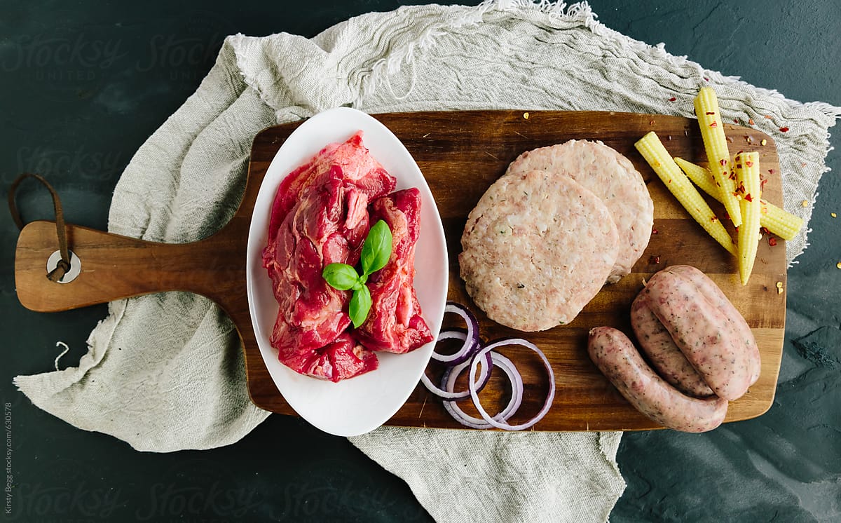 "Raw Meat For A BBQ (sausage, Burger, Ribs)" by Stocksy Contributor ...