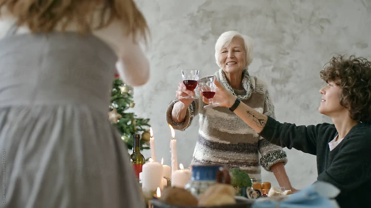 "Grandma Toasting With Daughters At Christmas Dinner" by Stocksy ...